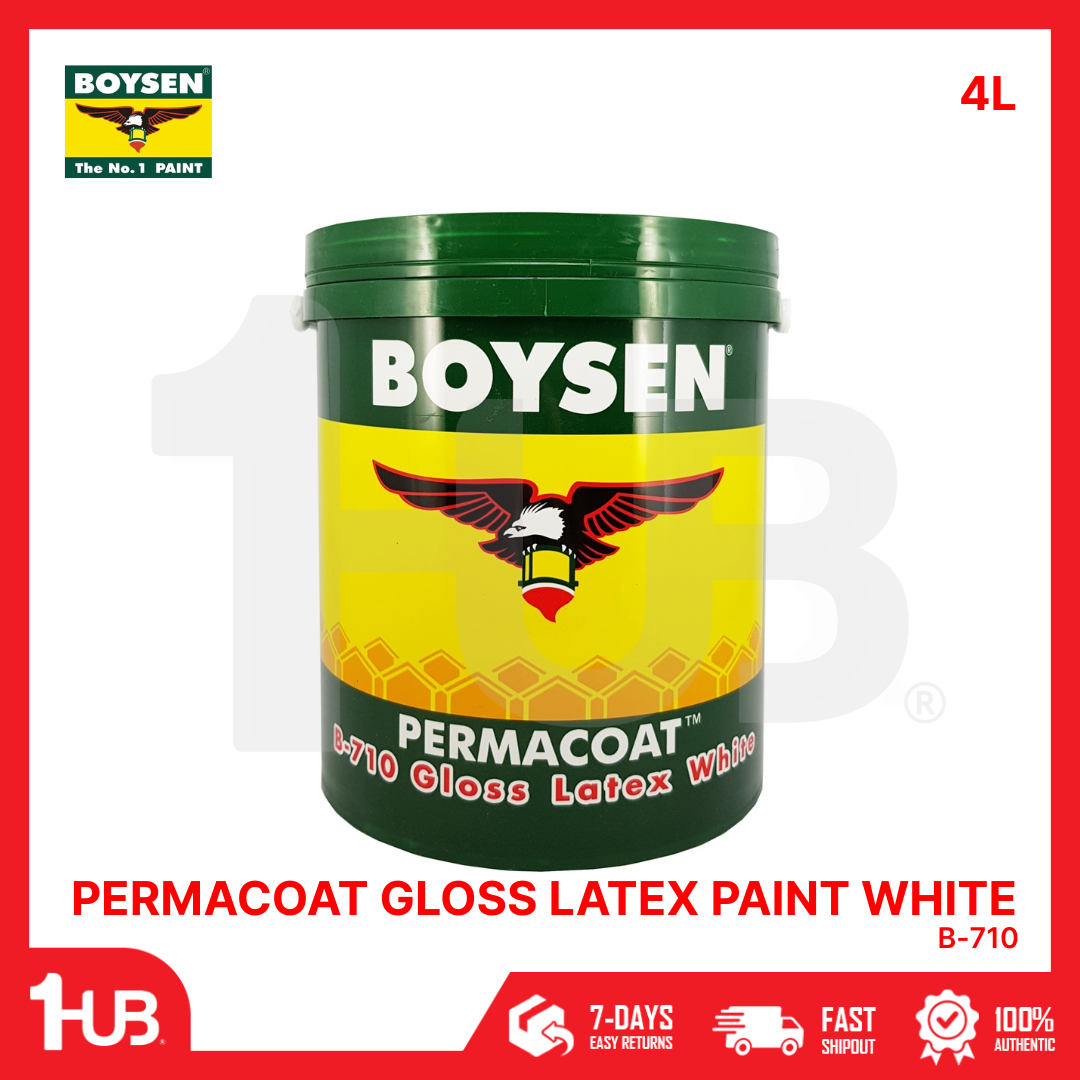 BOYSEN Gloss Latex Paint White B-710 4L | Permacoat High-Gloss Finish ...